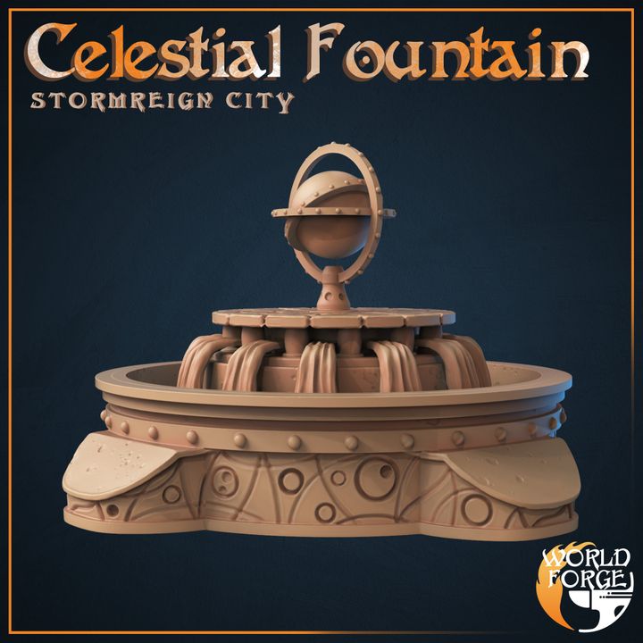 3D Printable Celestial Fountain by World Forge Miniatures